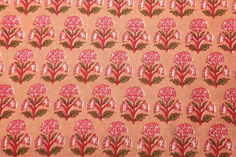 Peach and Pink Fabric Cotton Fabric by Yard Screen Print - Etsy