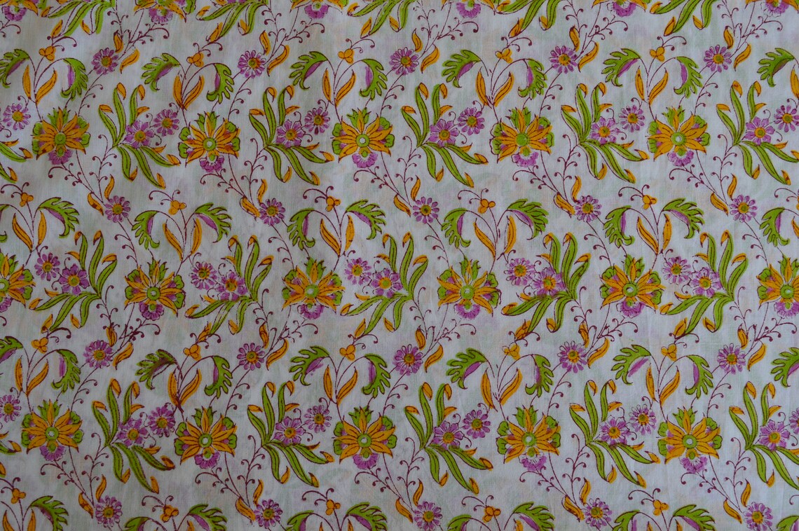 Beautiful Hand Block Print Fabric Floral Print Cotton Fabric - Etsy
