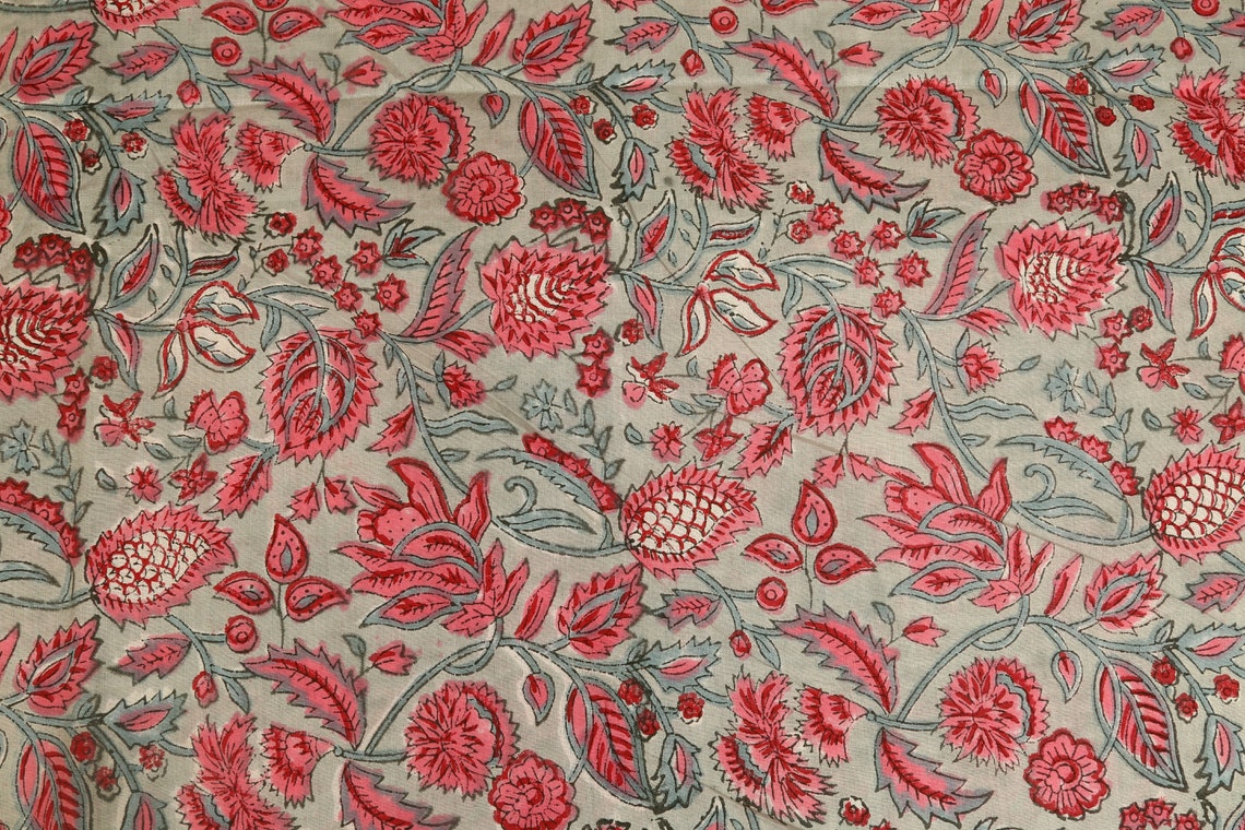 Floral Print Beautiful Fabric Block Print Fabric India | Etsy