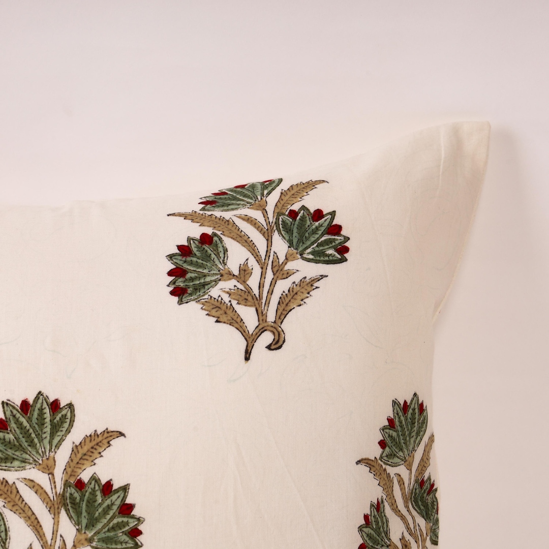 Hand Block Print Cushion Cover, Boho Cushion for Farmhouse Décor ...