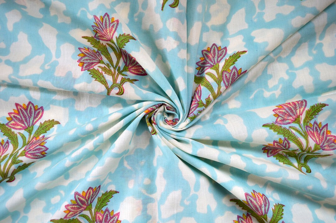 Mughal Buta Print Cotton Block Print Indian 100% Pure Cotton Cloth ...