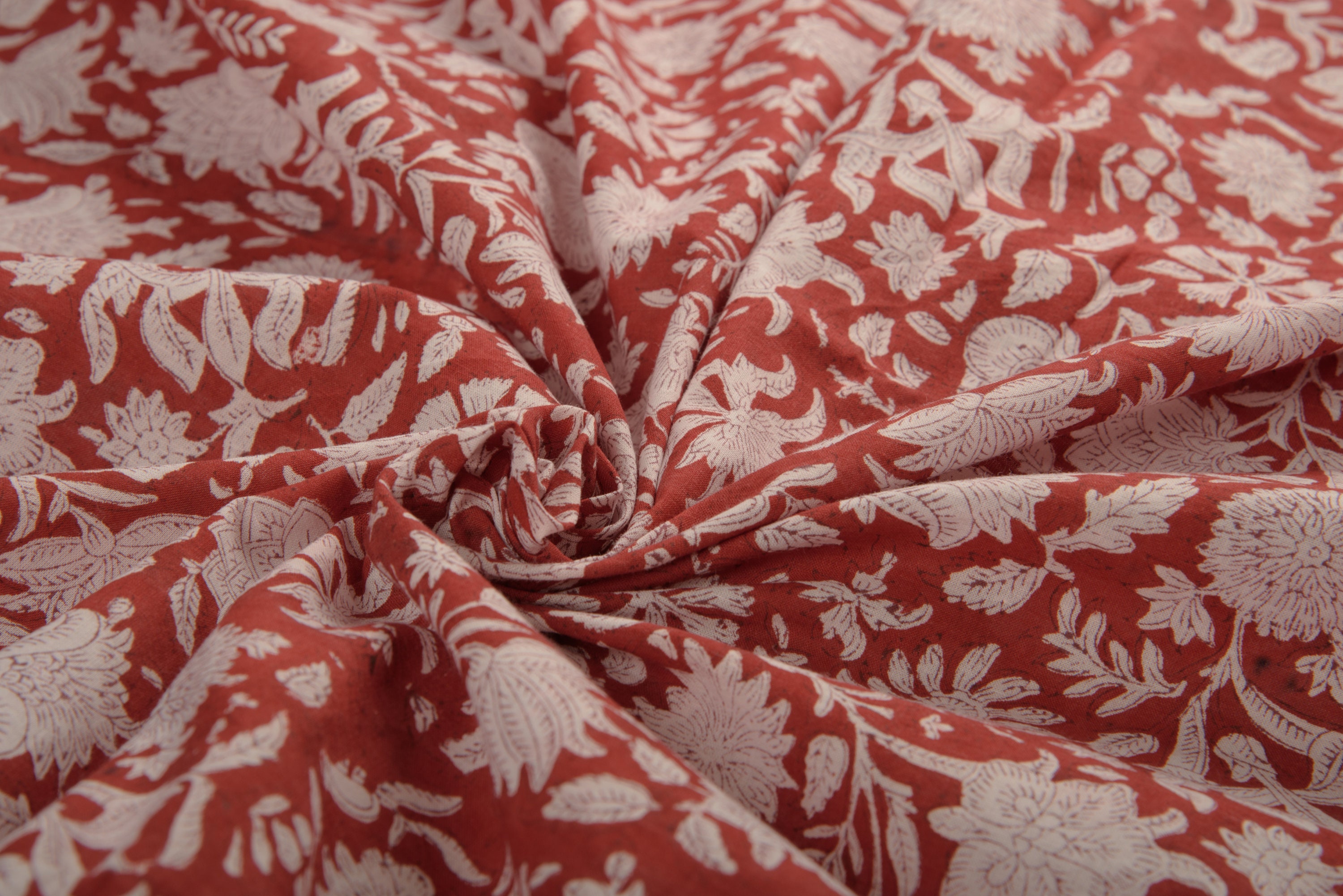 Maroon Floral Print Fabric Block Print Cotton Fabric India - Etsy