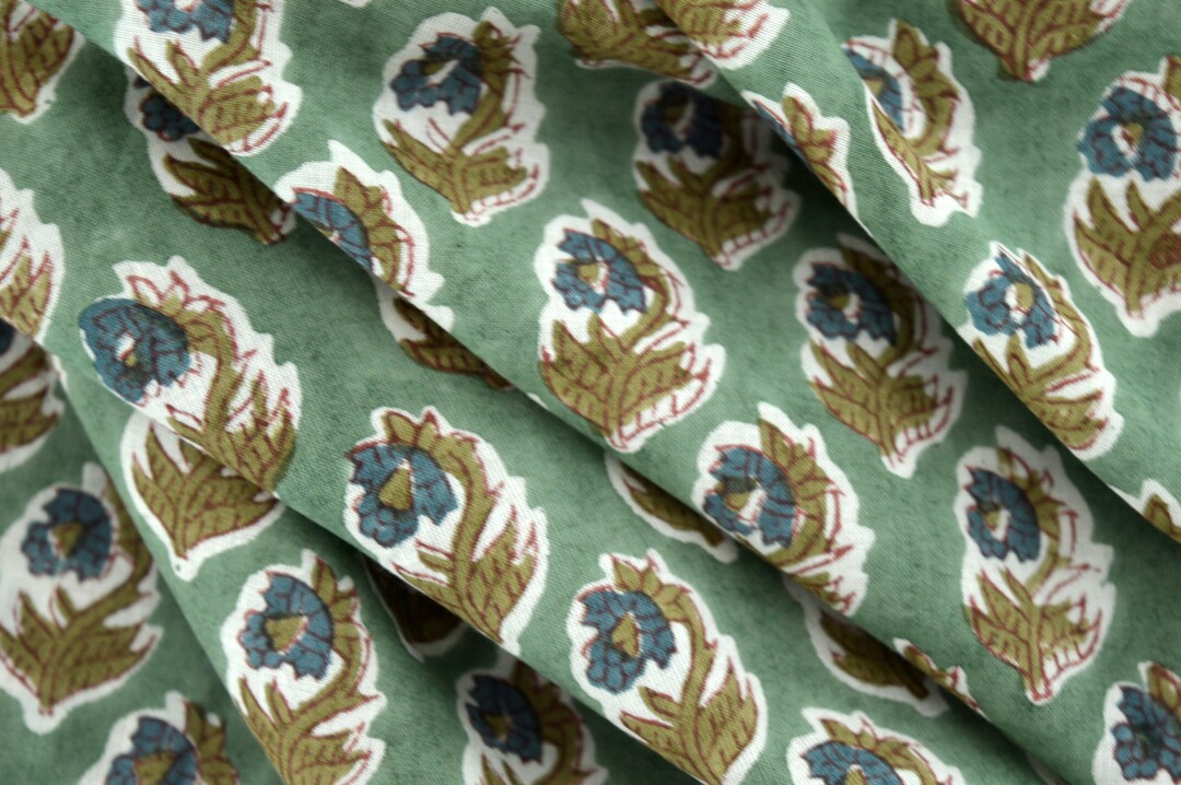 Hand Block Print, India Fabric, Mughal Print Soft Cotton Block Print ...