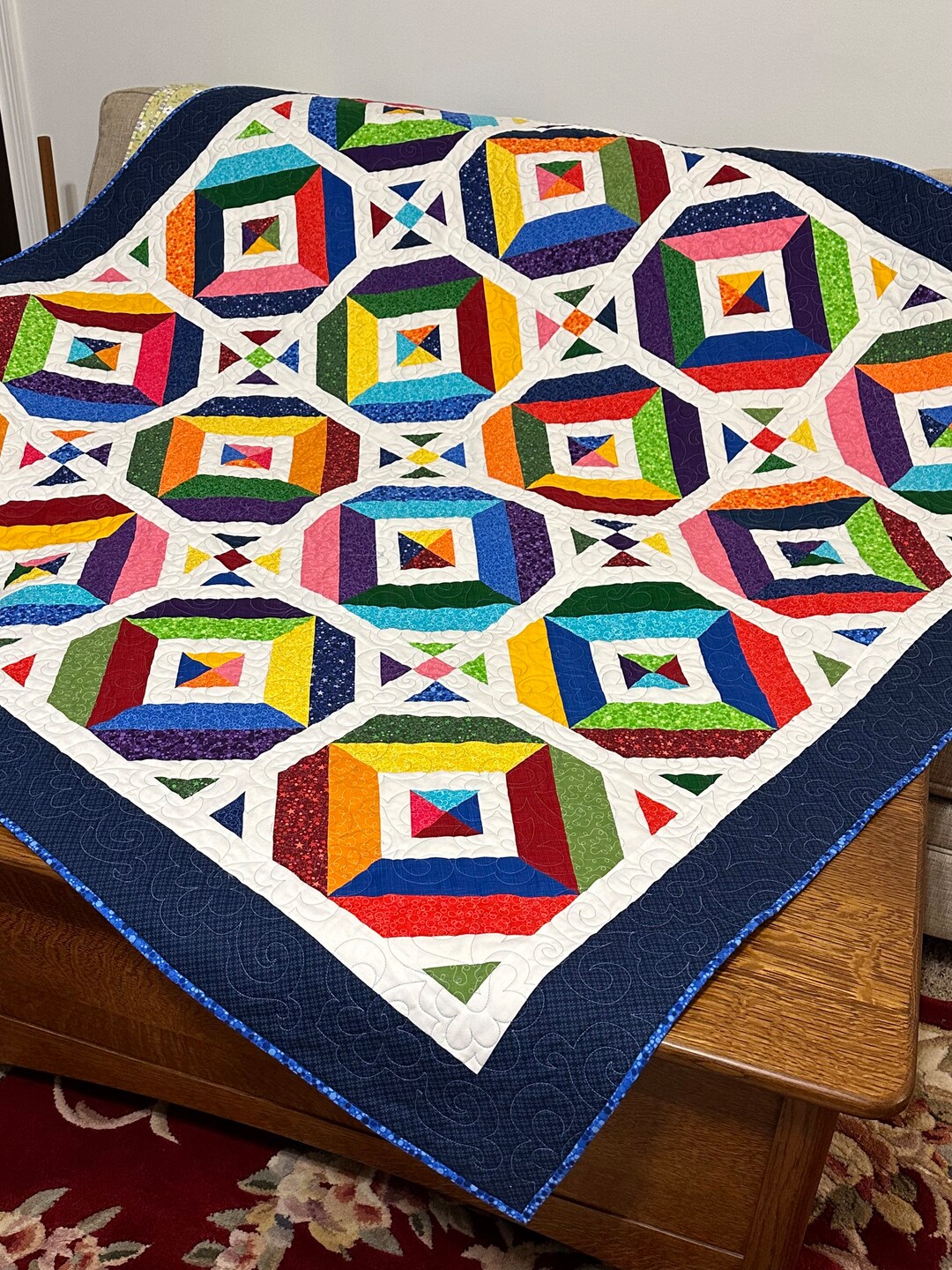 Colorful Rainbow Quilt - Etsy