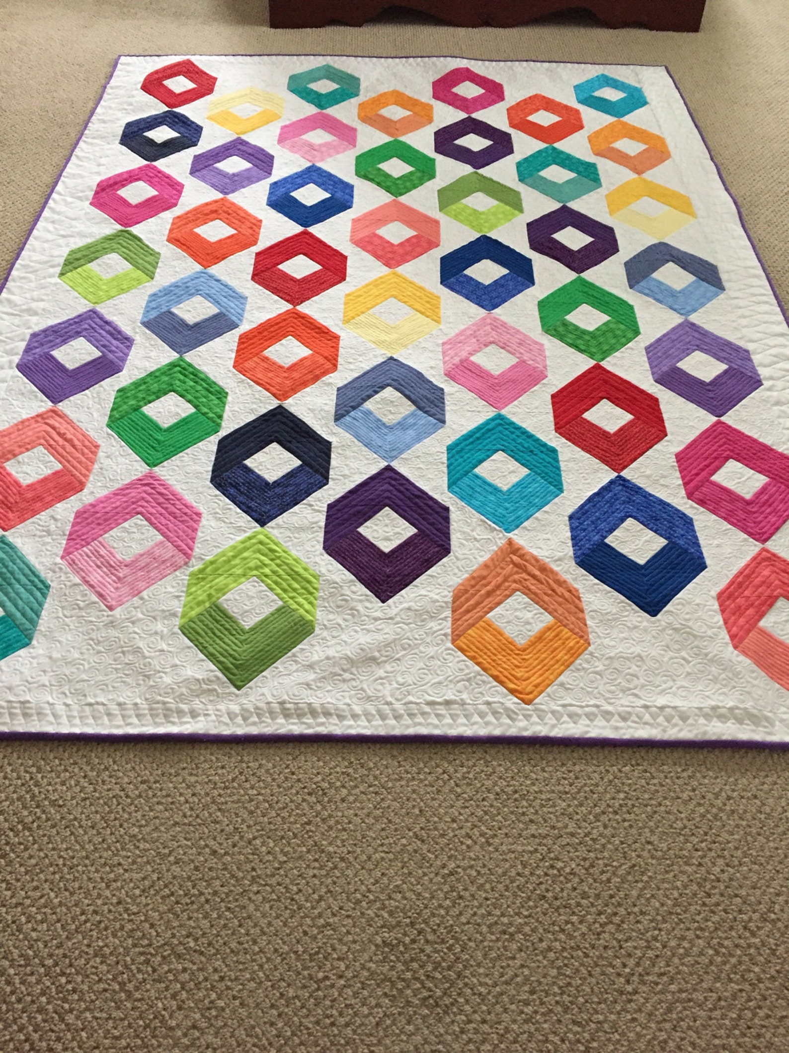 Rainbow color quilt | Etsy