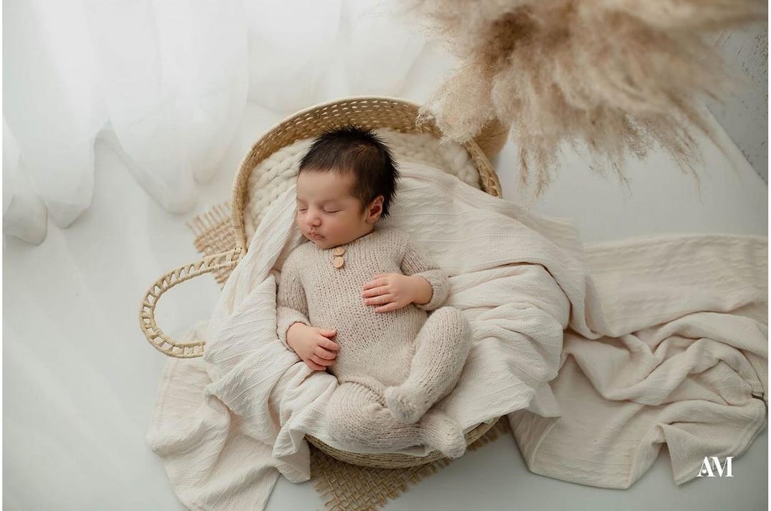 Moses Basket Straw Carnauba Palm Tree Handmade Boho Newborn Photography ...