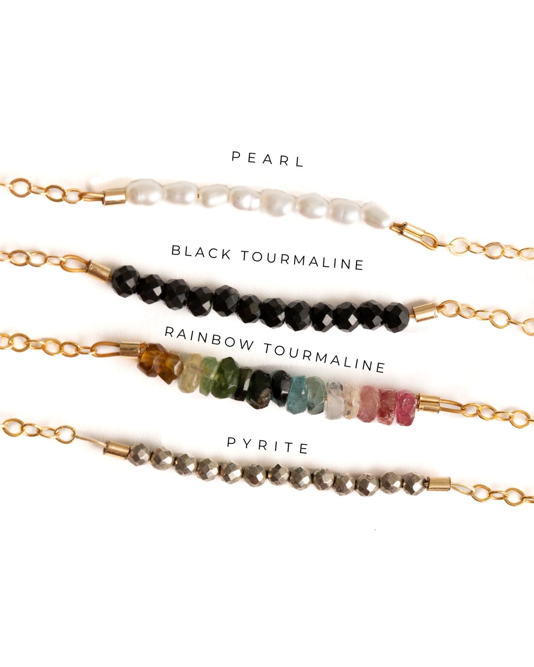 Crystal Beaded Chain Bracelet • Delicate Bracelet • 14K Gold Fill ...