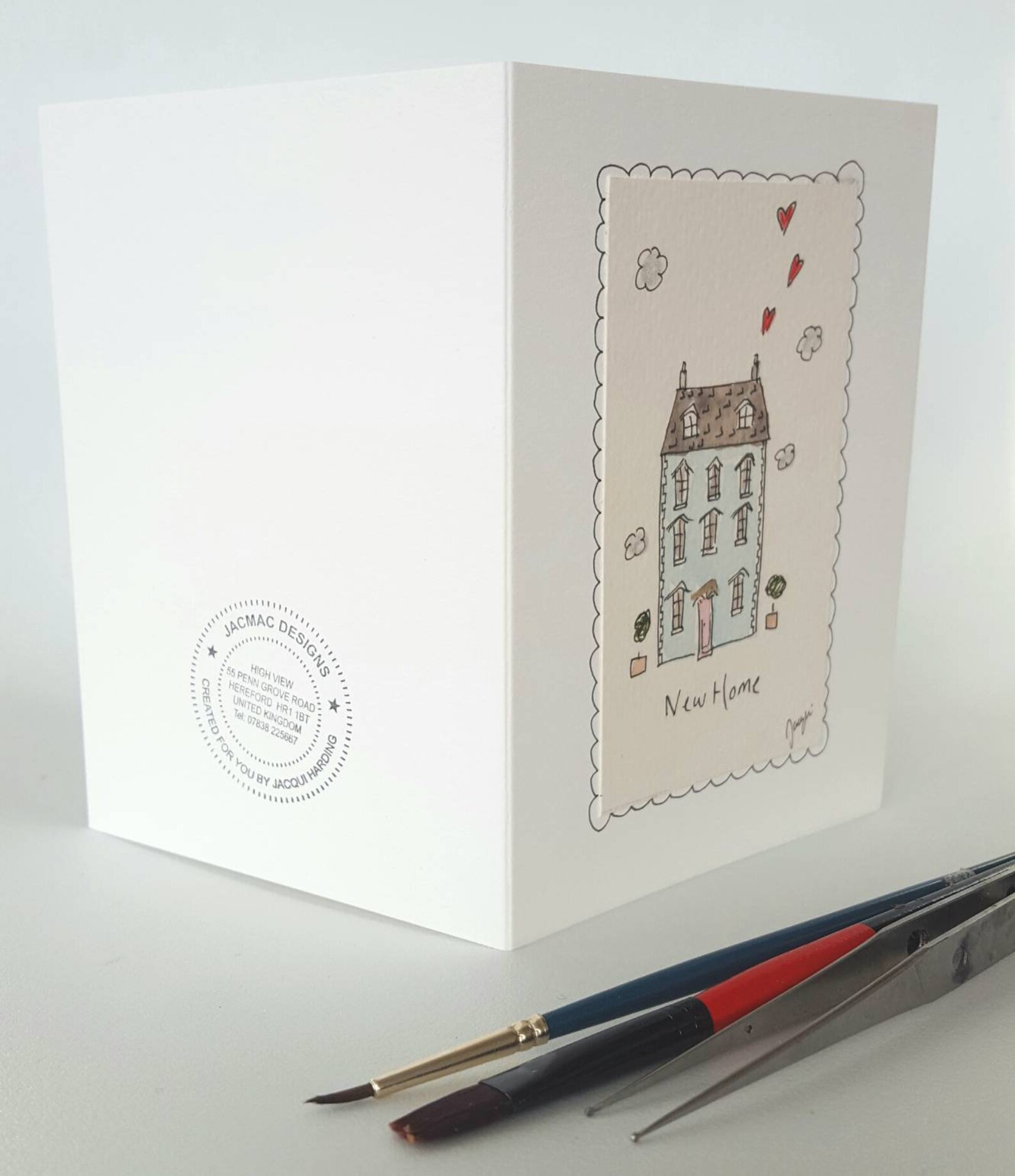 Hand Painted New Home Card, Watercolour New Home Card, Hand Drawn Card ...