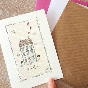 Hand Painted New Home Card, Watercolour New Home Card, Hand Drawn Card ...