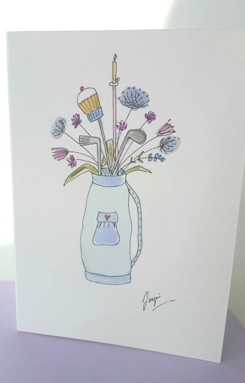 Hand Painted Golf Birthday Card, Hand Painted Golf Card, Golf Birthday ...