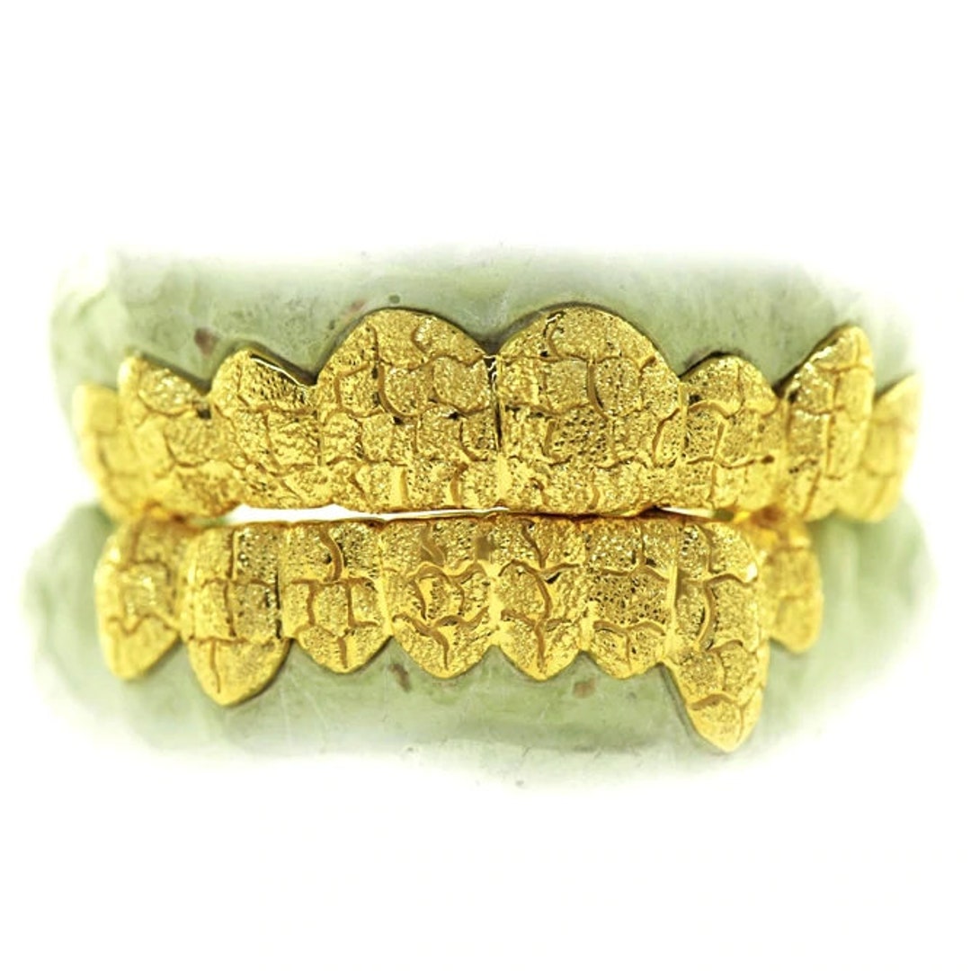 16 Piece Deep Cut Diamond Dust Gold Grill - Etsy