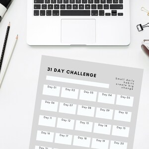 31 Day Challenge Printable Tracker for Bullet Journal | Goal Tracker ...