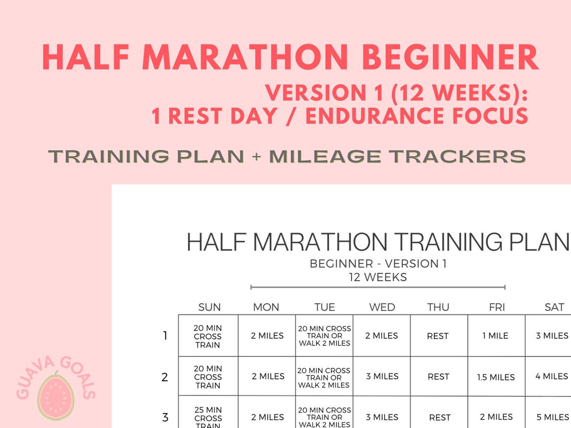 Half Marathon Plan for Beginners | First Half Marathon | Printable Half ...