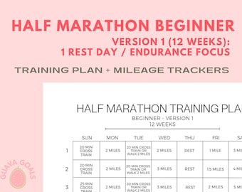 12 Week Half Marathon Training Plan/schedule for Beginners Monday Start ...