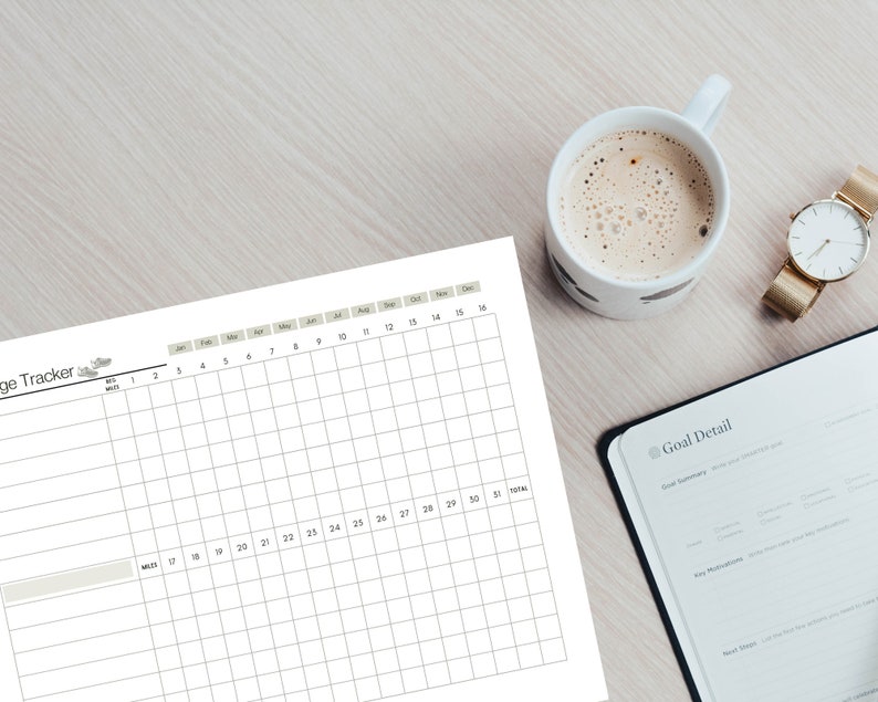 Shoe Mileage Tracker Printable Download for Runners | Mileage Template ...