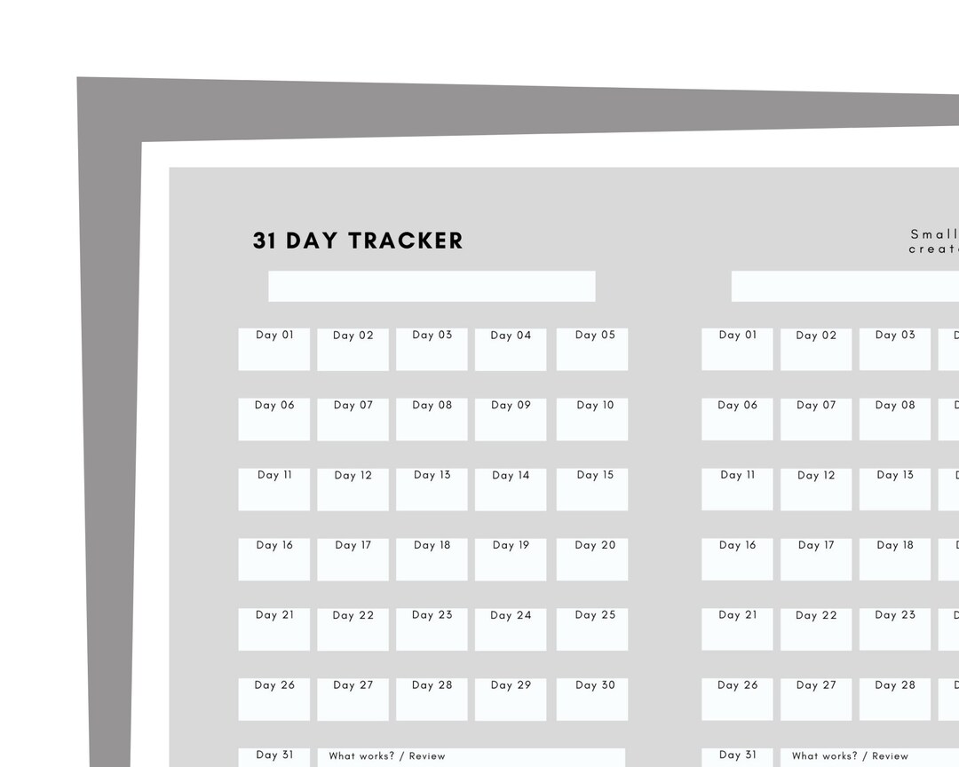 31 Day Challenge Printable Tracker for Bullet Journal | Goal Tracker ...