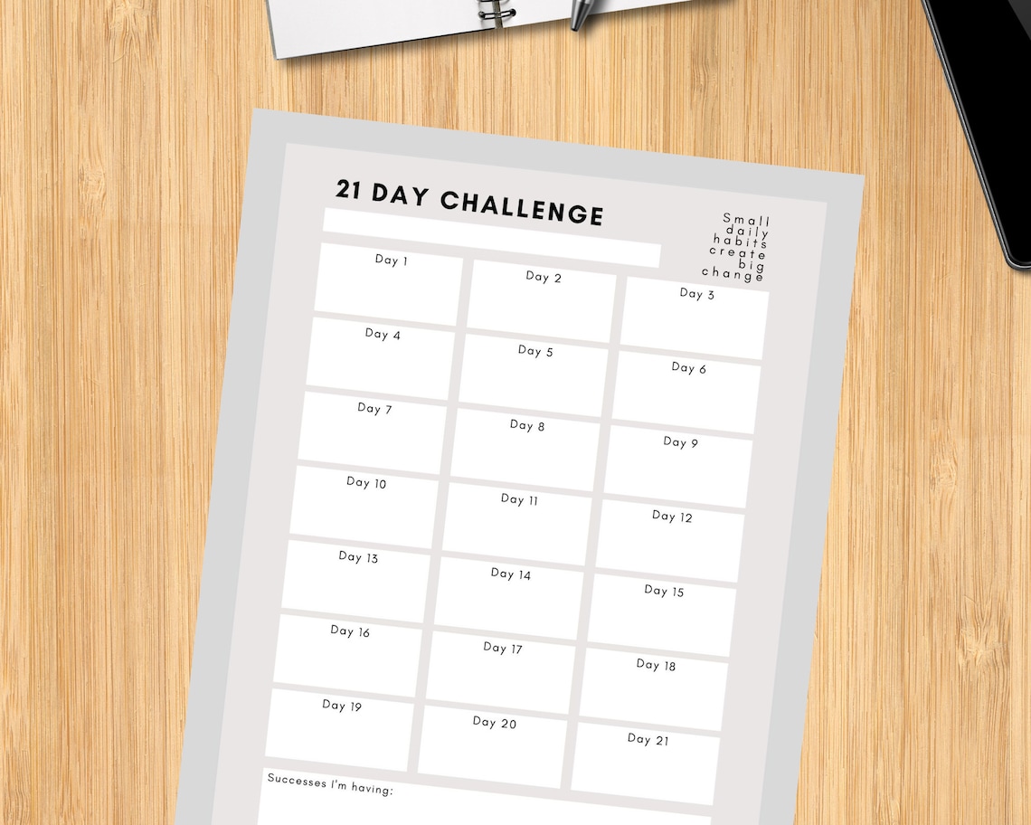 21 Day Challenge Printable Planner Tracker for Bullet Journal Goal ...