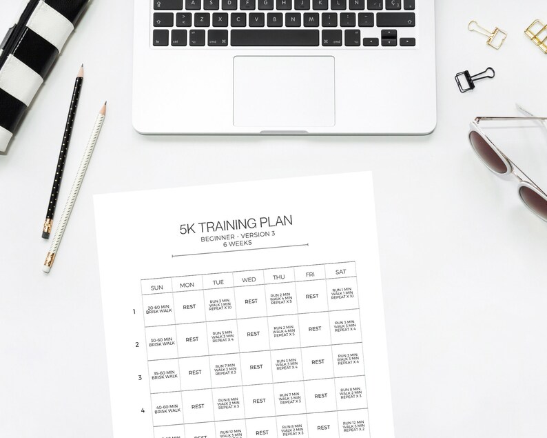 5k Training Plan Printable for Beginners With Mileage Tracker | Loco ...