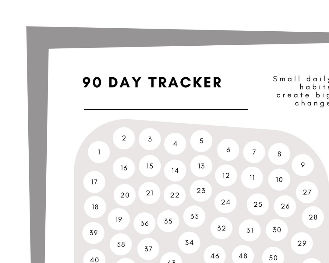 90 Day Tracker for Habit Tracking Challenge Download for Goal - Etsy