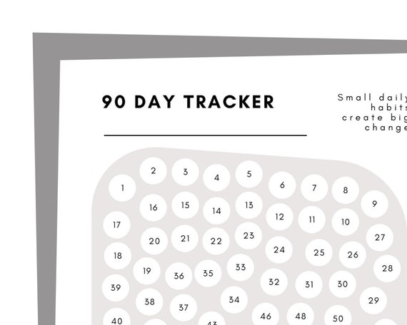 90 Day Tracker for Habit Tracking Challenge Download for Goal | Etsy