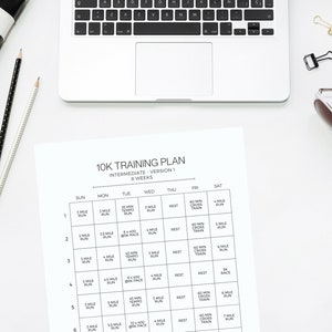 10k Training Plan Intermediate Printable Download | 8 Weeks to 10k ...