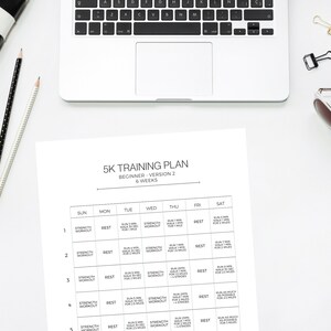 5k Training Plan Printable for Beginner With Mileage Tracker | Couch to ...