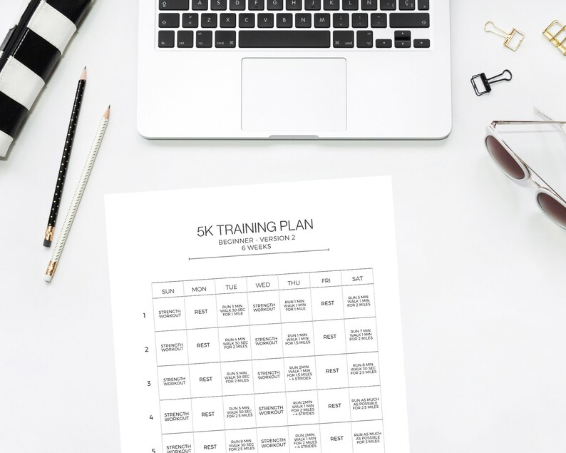 5k Training Plan Printable for Beginner With Mileage Tracker | Couch to ...