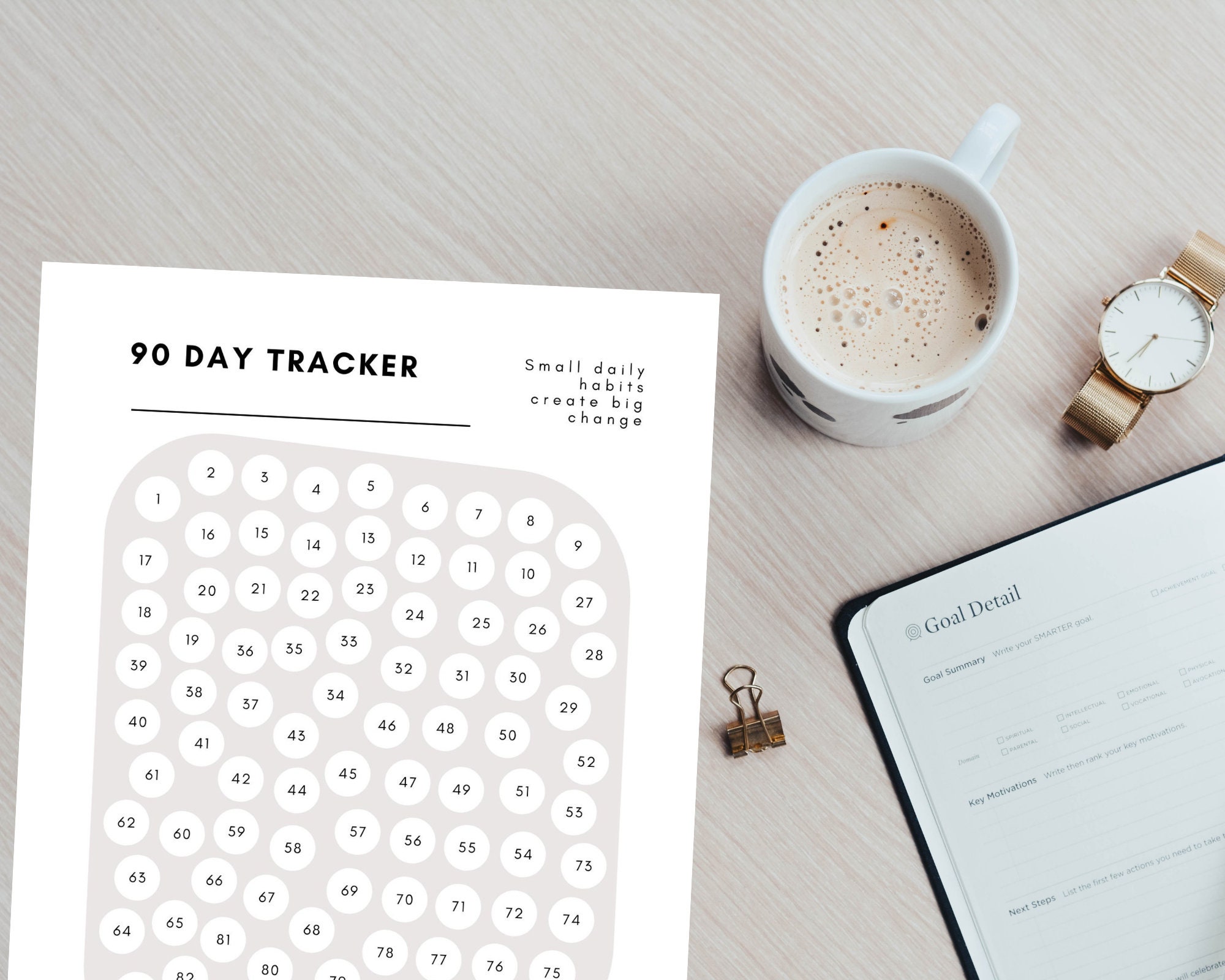 90 Day Tracker for Habit Tracking Challenge Download for Goal Setting ...