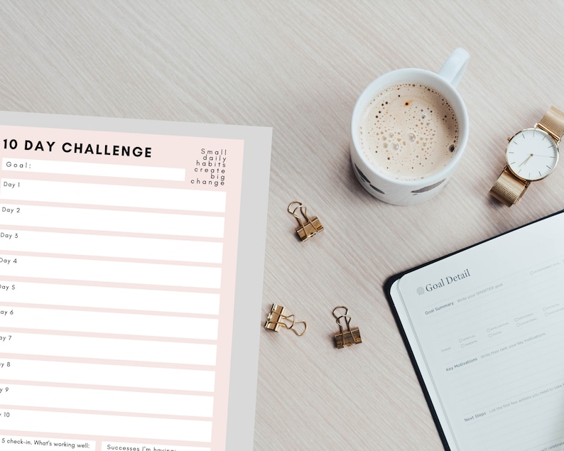 10 Day Challenge Printable | Goal Tracker |weight Loss Planner | Habit ...