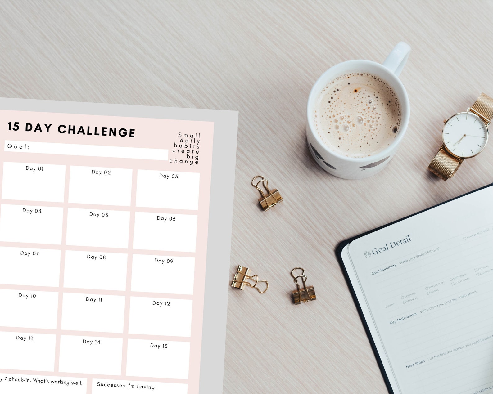 15 Day Challenge Printable Goal Tracker weight Loss Planner Habit ...