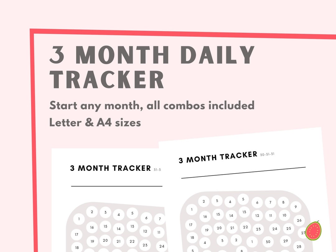3 Month Daily Tracker for Habit Tracking Goal Setting Day Counting ...