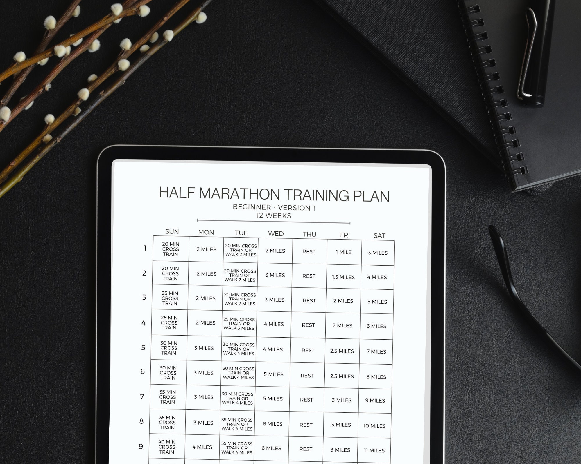 Half Marathon Plan for Beginners | First Half Marathon | Printable Half ...
