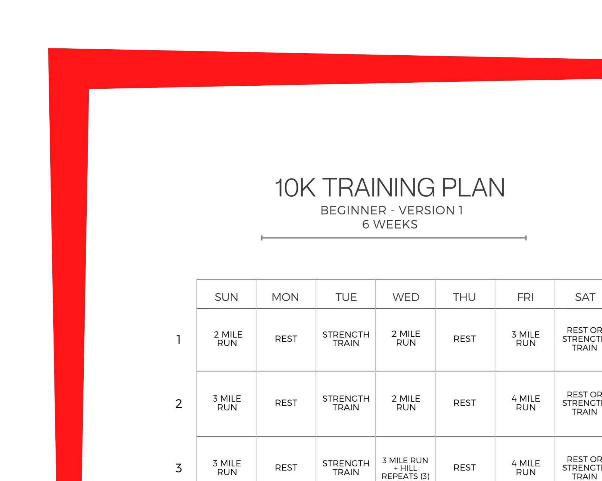 10k Training Plan For Beginners Printable Download Weeks Sites unimi it