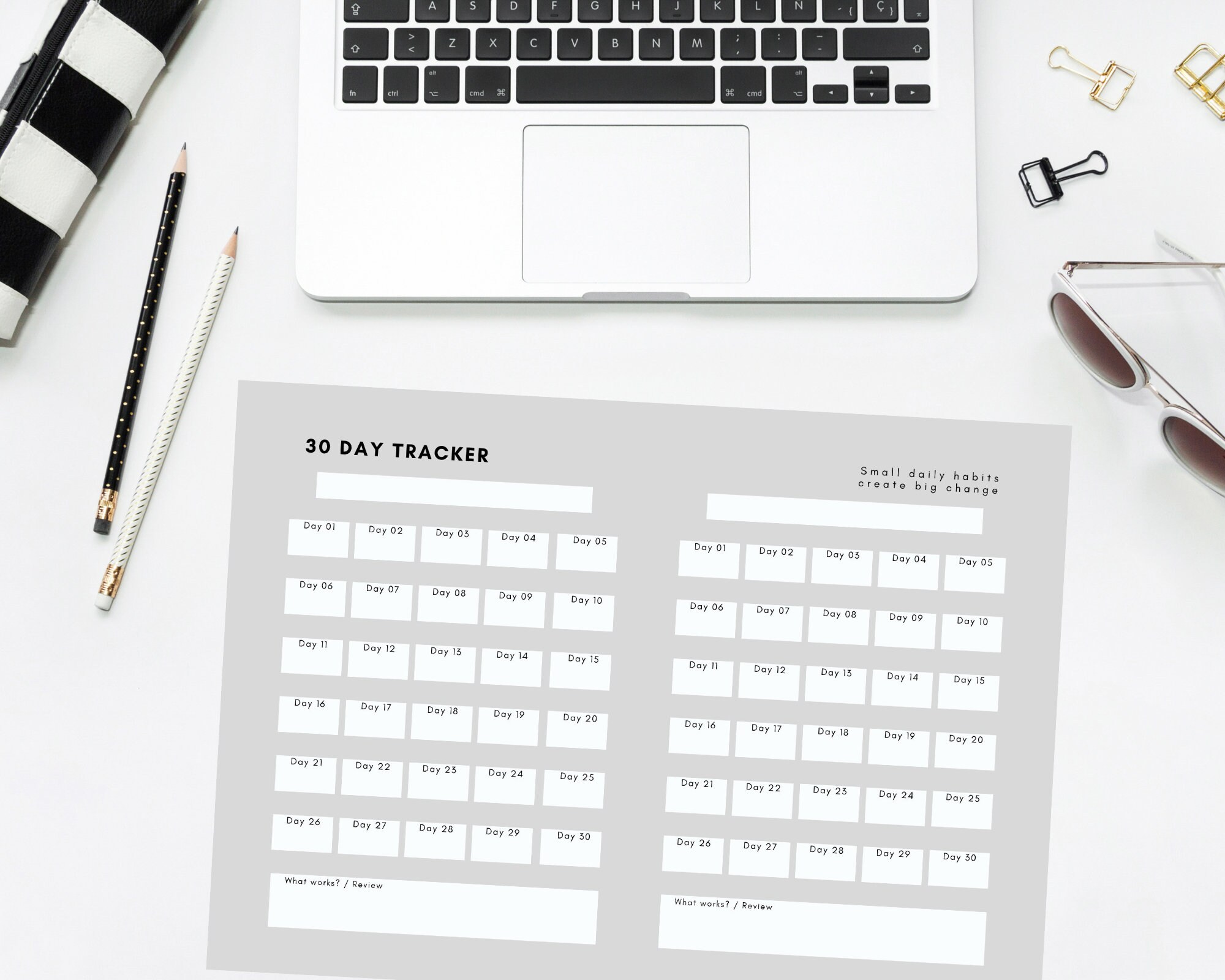 30 Day Challenge June Printable Tracker for Bullet Journal | Double ...