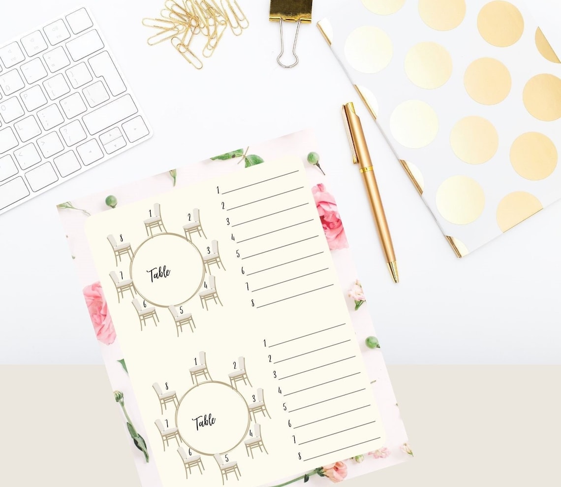 Table Seating Chart | 10 Table Dinner Party Planner | Wedding Seating ...