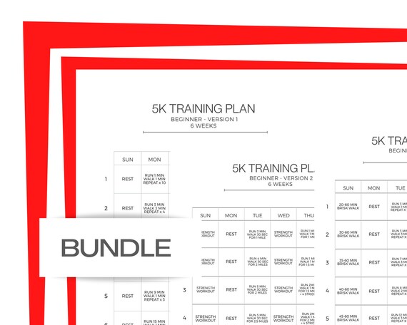 5k Training Plan Printable Download Bundle of 3 Plans for | Etsy