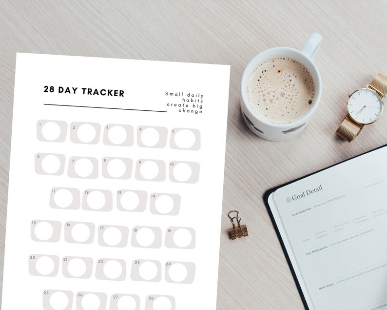 28 Day Habit Tracker Challenge Download Printable | February Daily Goal ...