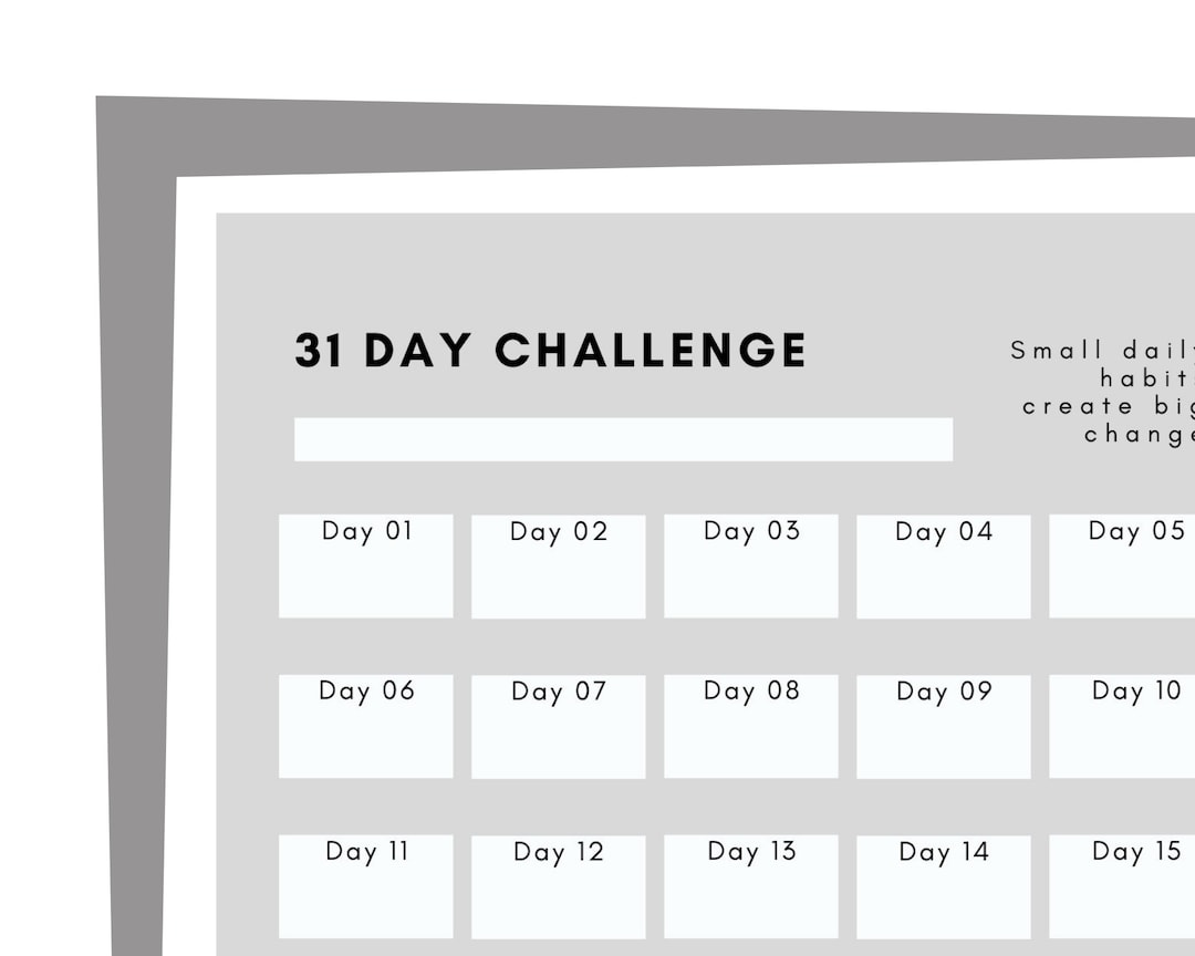 31 Day Challenge Printable Tracker for Bullet Journal | Goal Tracker ...