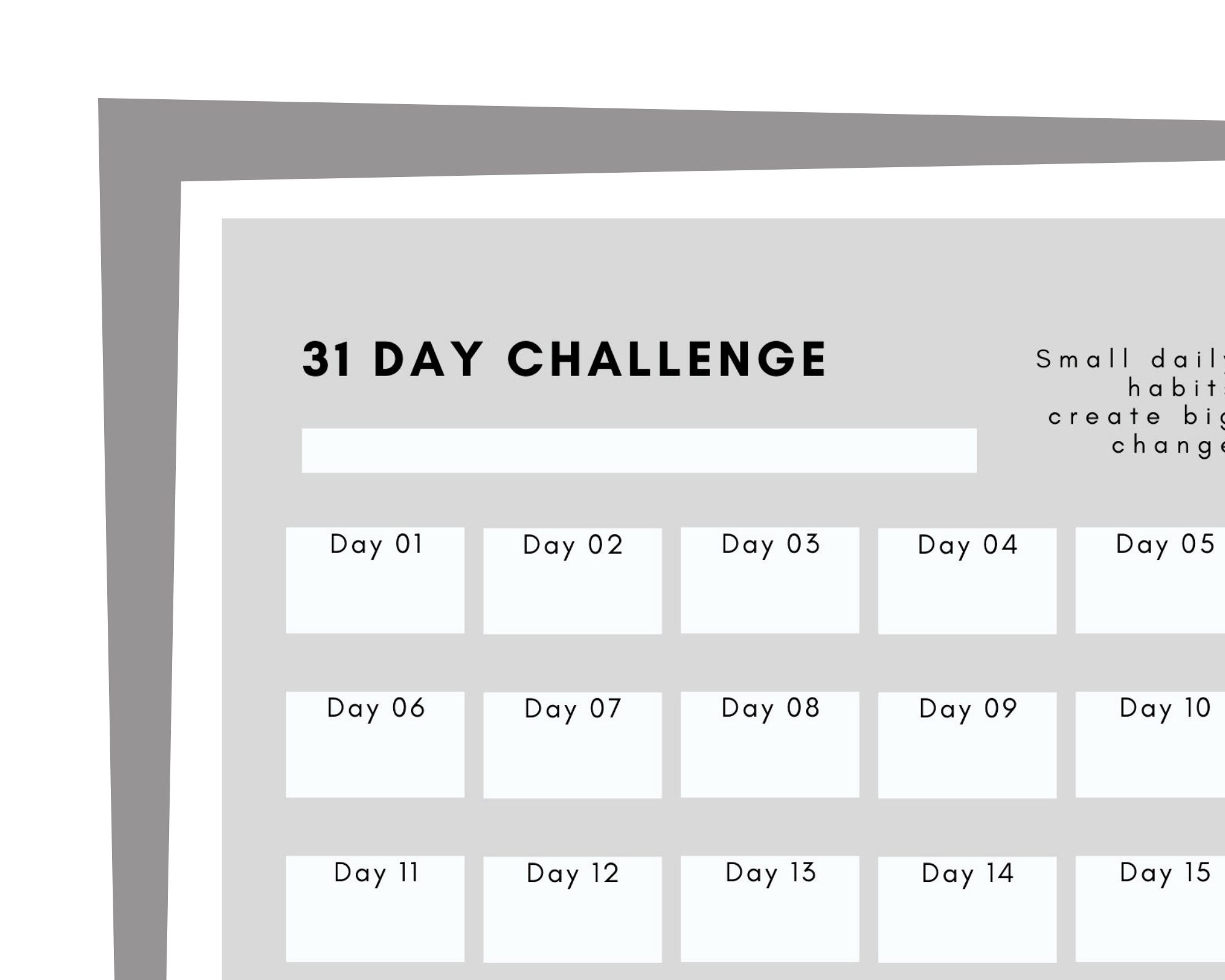 31 Day Challenge Printable Tracker for Bullet Journal | Goal Tracker ...