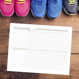 Shoe Mileage Tracker Printable Download for Runners | Mileage Template ...