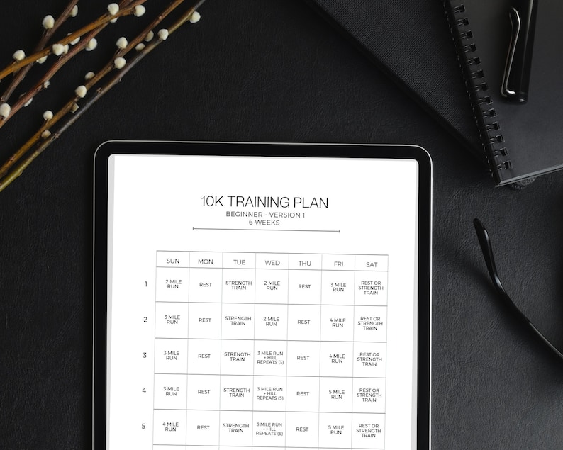 10k Training Plan for Beginners Printable Download 6 Weeks - Etsy