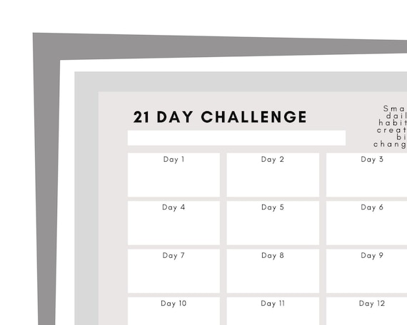 21 Day Challenge Printable Planner Tracker for Bullet Journal | Etsy