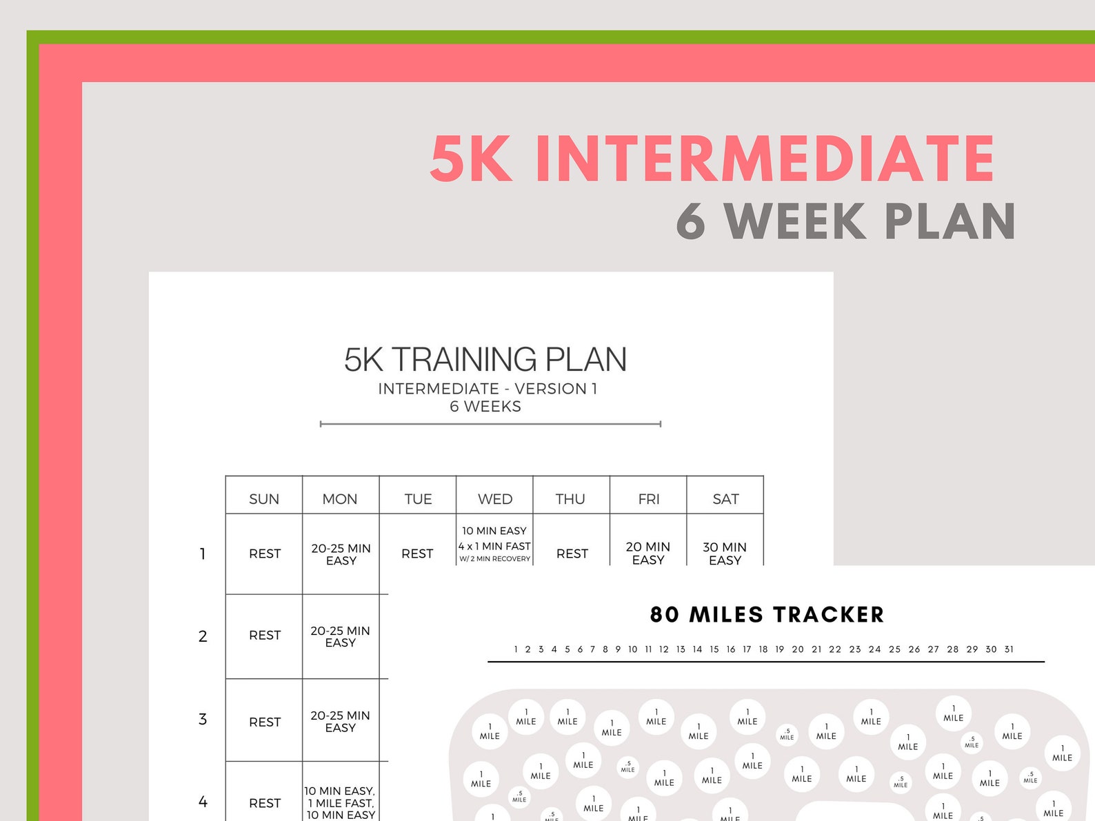 5k Training Plan Download | 5k Printable Pdf | Intermediate Runner 6 ...