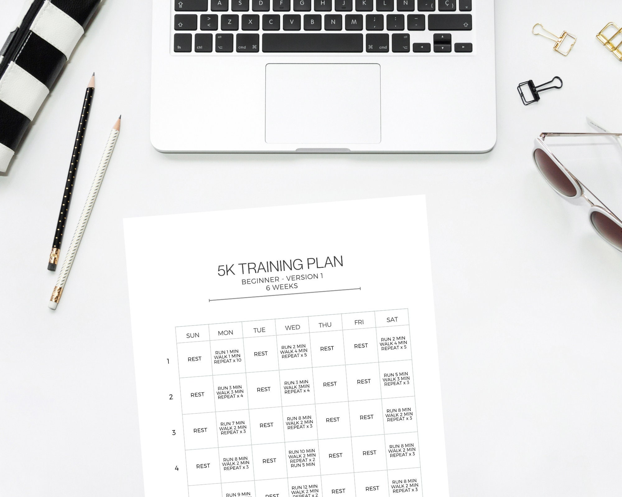 5k Training Plan Printable Download | Bundle of 3 Plans for Beginners ...