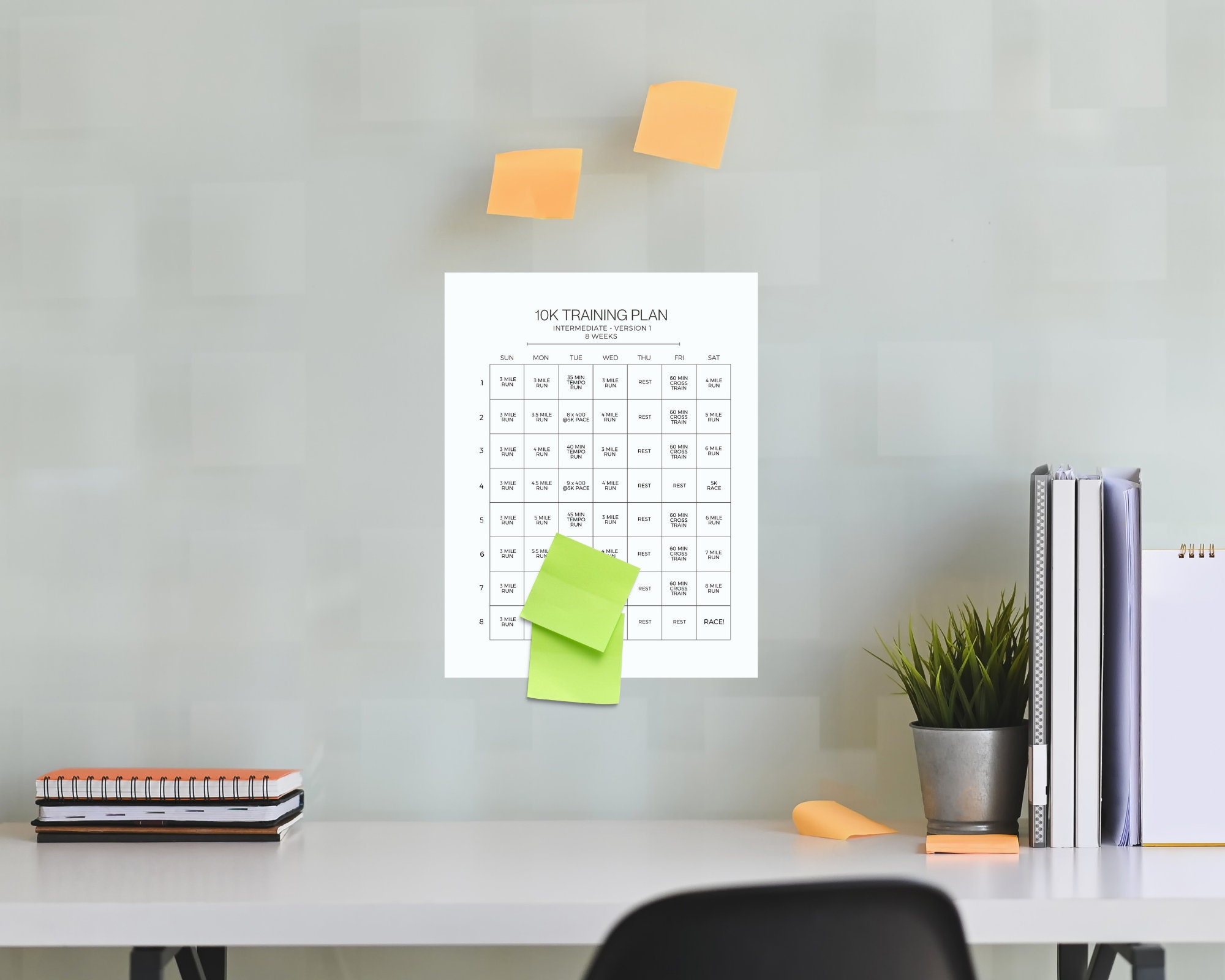 10k Training Plan Intermediate Printable Download | 8 Weeks to 10k ...