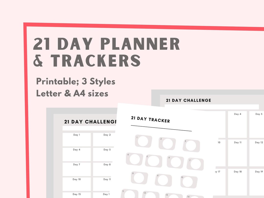 21 Day Printable Planner Tracker for Bullet Journal | Goal Tracker ...