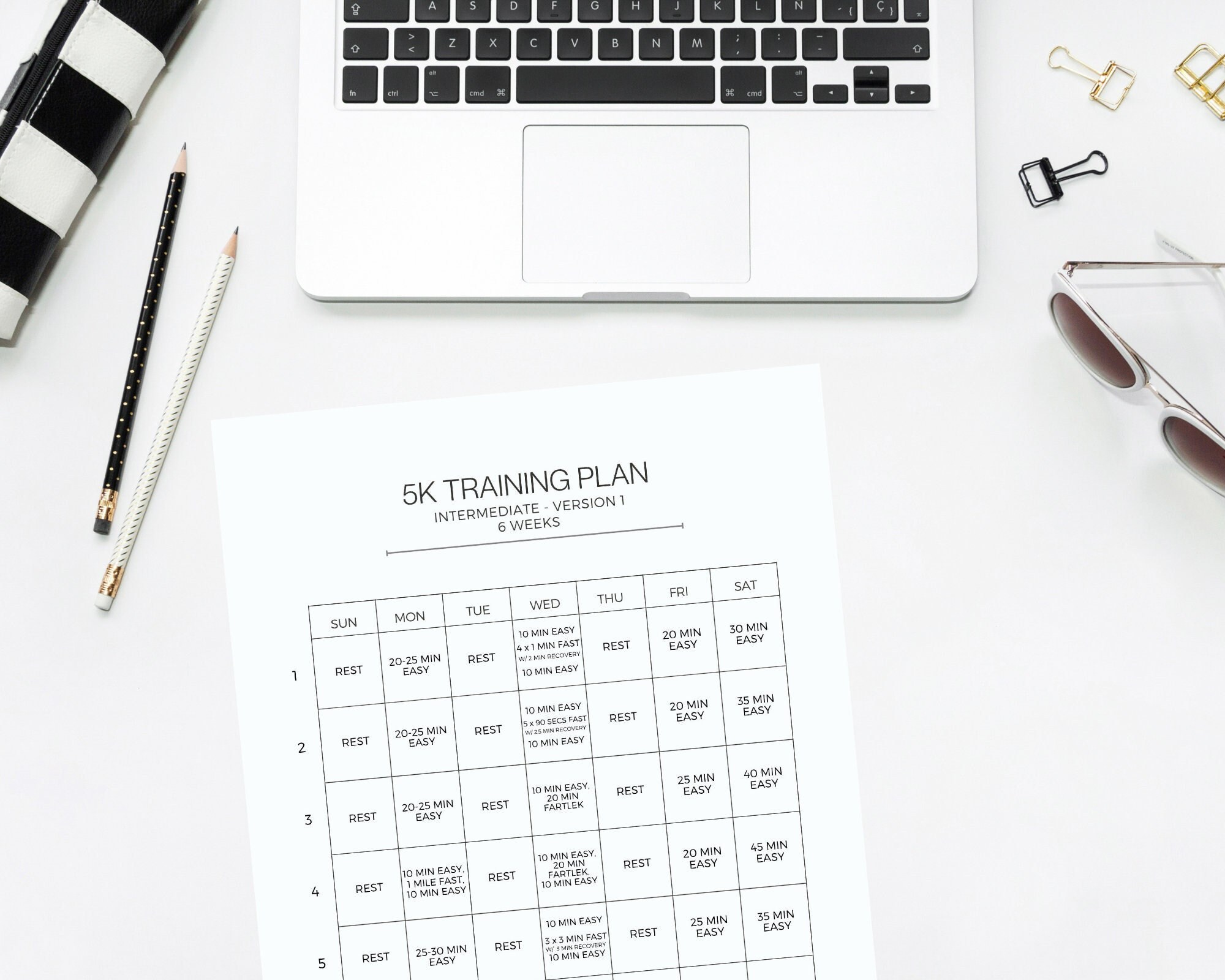 5k Training Plan Download | 5k Printable Pdf | Intermediate Runner 6 ...