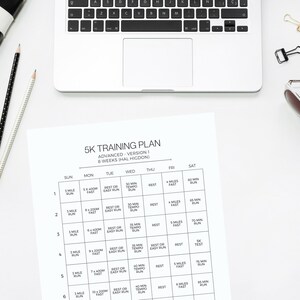 5k Training Plan Printable | Advanced Runner Race Plan | 8 Weeks to 5k ...