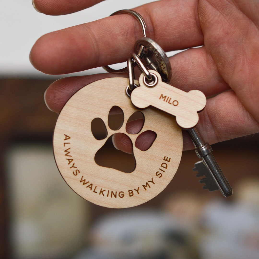 Personalised Always Walking by My Side Paw Keyring - Etsy