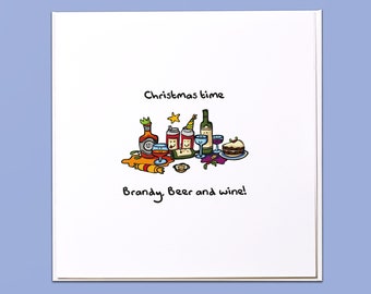 Funny Wine Christmas Card Handmade Funny Christmas Gift Funny - Etsy